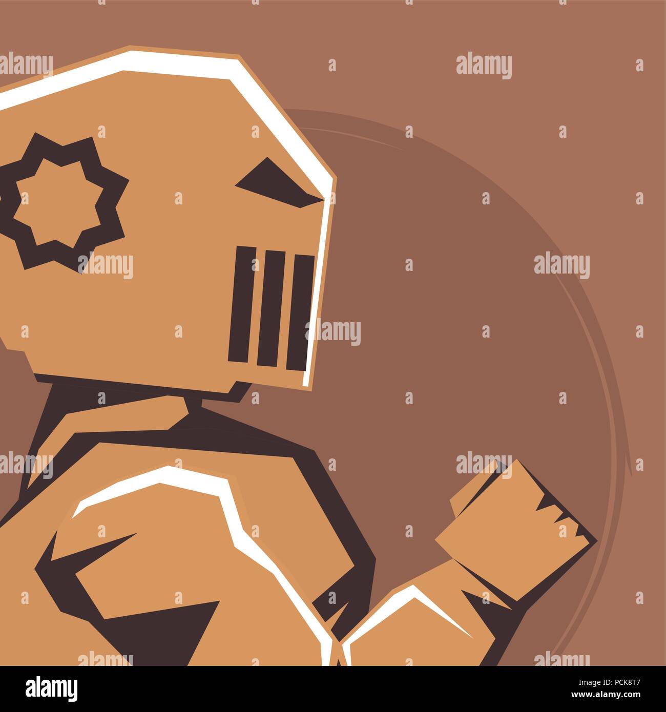 retro videogames design with robot character over brown background ...