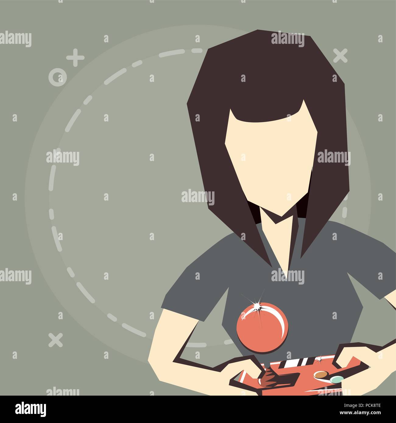 retro videogames design with avatar woman playing videogames over ...