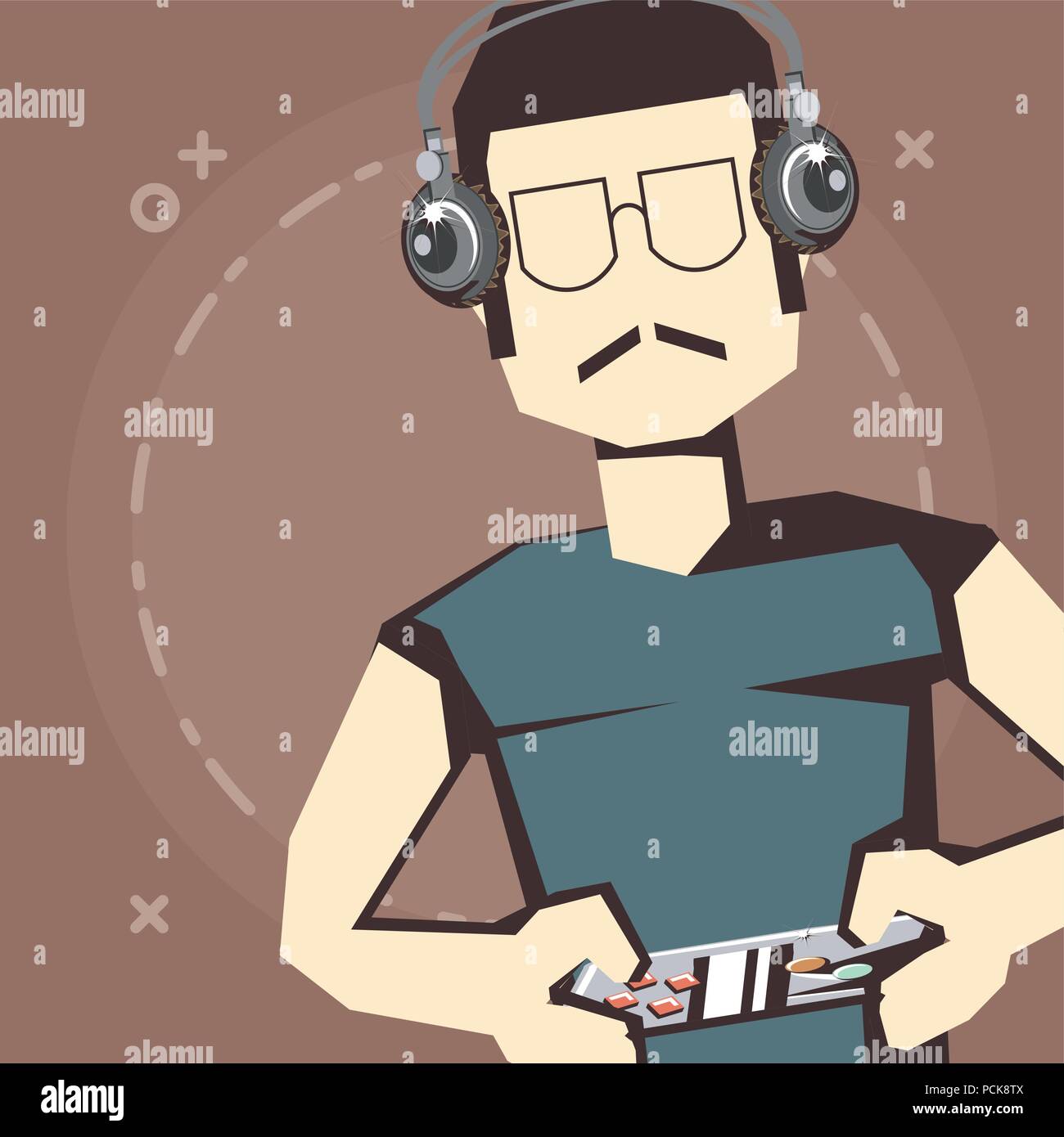 retro videogames design with avatar man with gamepad over brown ...
