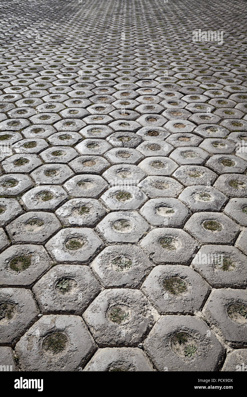 Hexagonal concrete blocks pattern on a street Stock Photo - Alamy