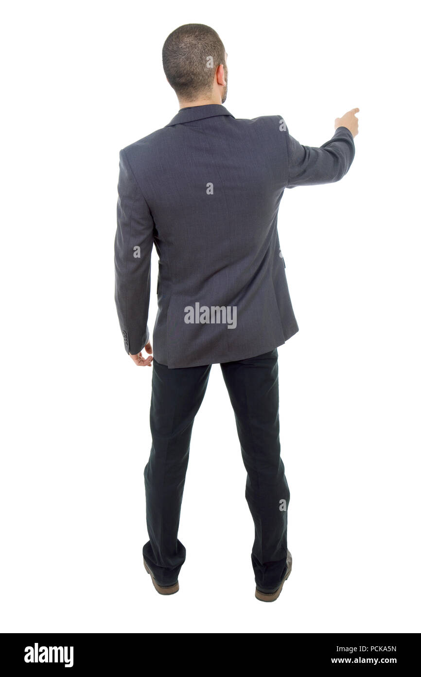 Back view of a business man pointing finger, isolated Stock Photo - Alamy