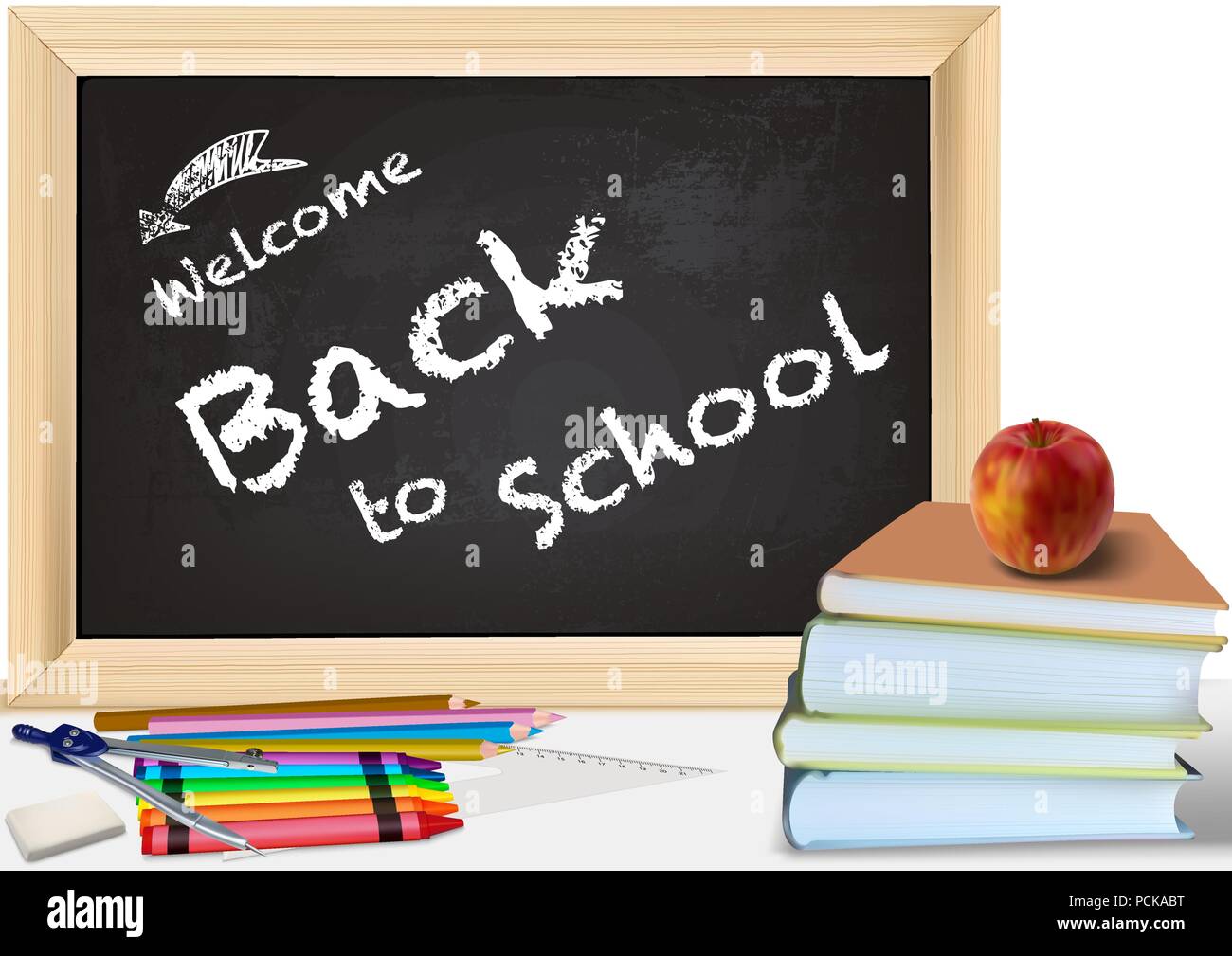 Classroom chalkboard apple Stock Vector Images - Alamy