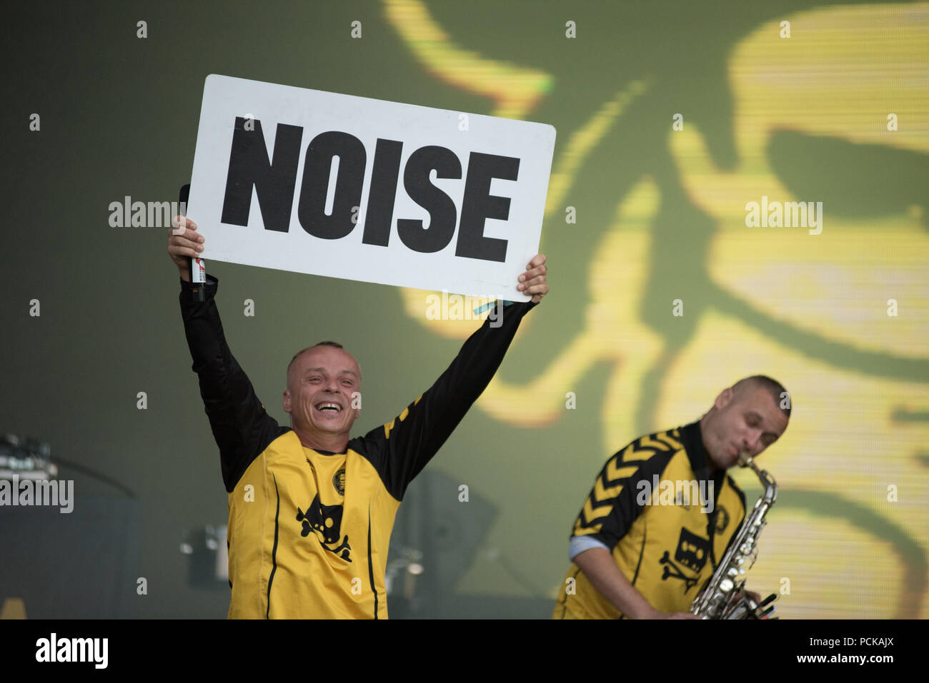 BONTIDA, ROMANIA - JULY 22, 2018: Bosnian rock band Dubioza Kolektiv ...