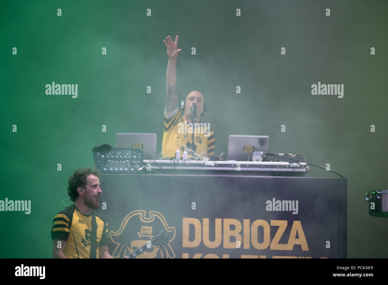 BONTIDA, ROMANIA - JULY 22, 2018: Bosnian rock band Dubioza Kolektiv ...