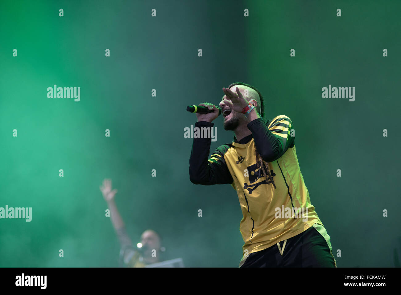 BONTIDA, ROMANIA - JULY 22, 2018: Bosnian rock band Dubioza Kolektiv ...