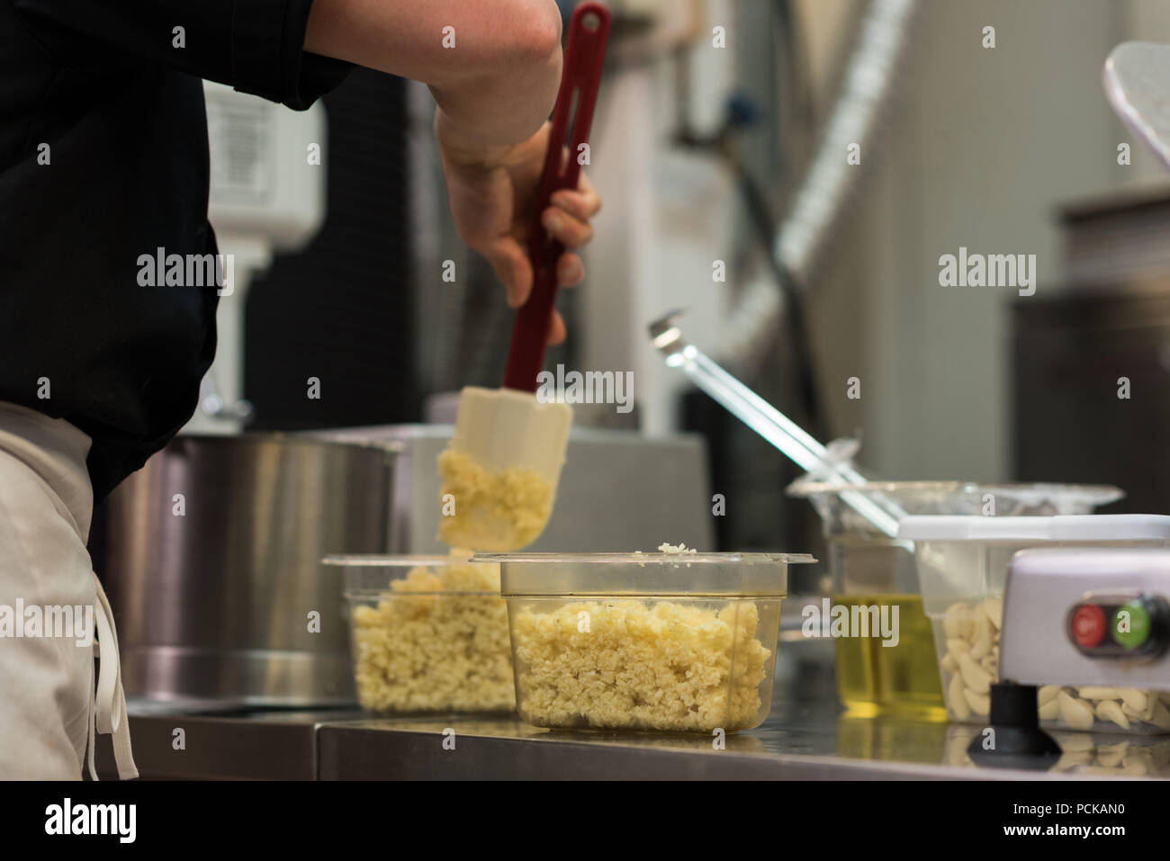 Chef mixing the ingredients in boxes Stock Photo - Alamy