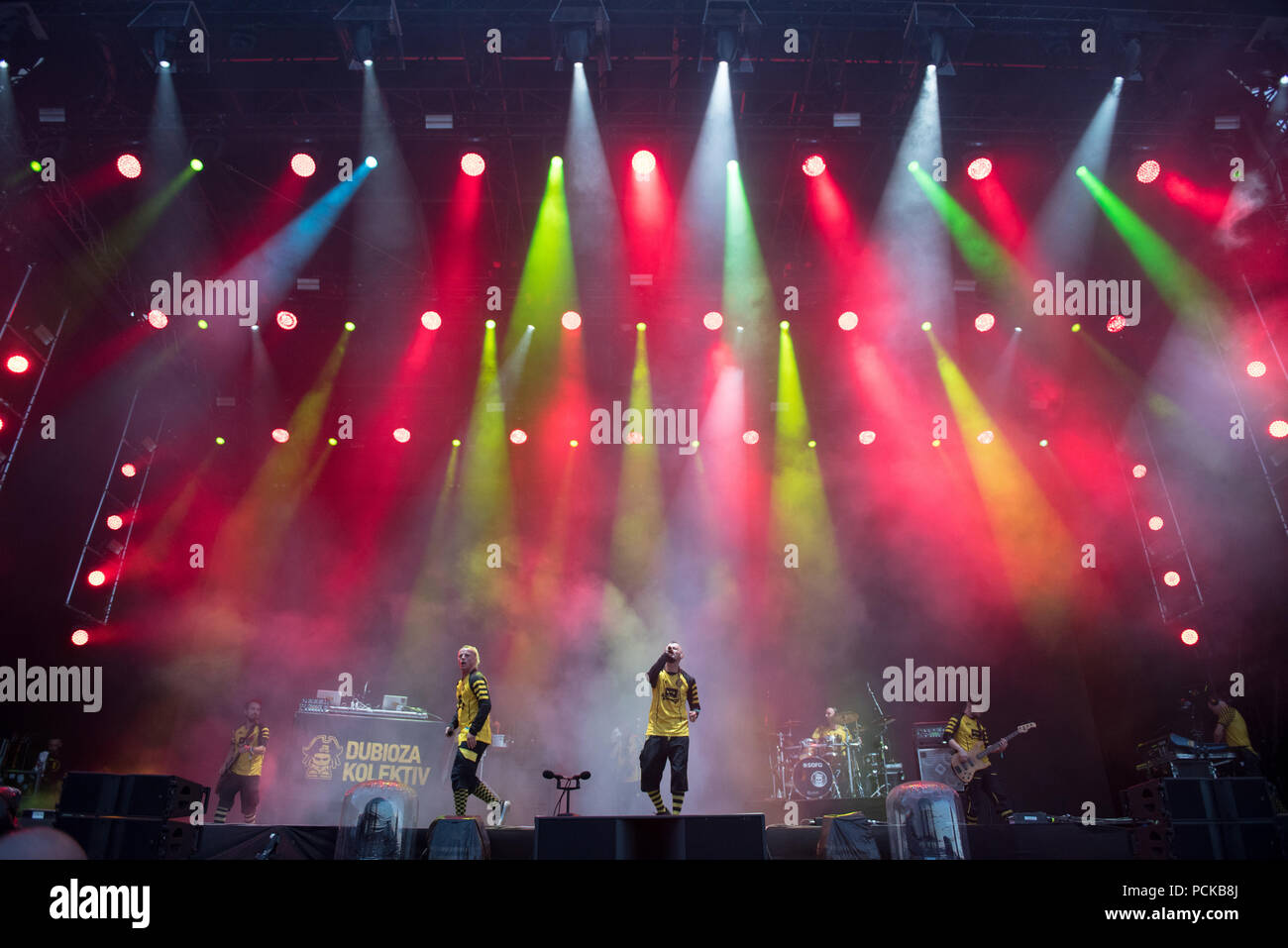 BONTIDA, ROMANIA - JULY 22, 2018: Bosnian rock band Dubioza Kolektiv ...