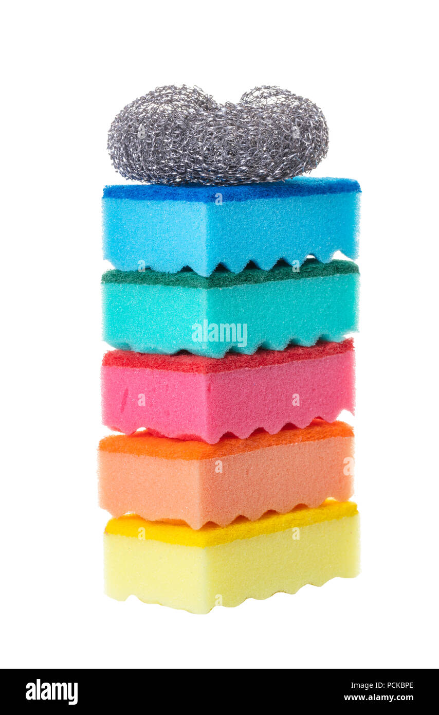 sponges for washing utensils on white isolated background Stock Photo ...