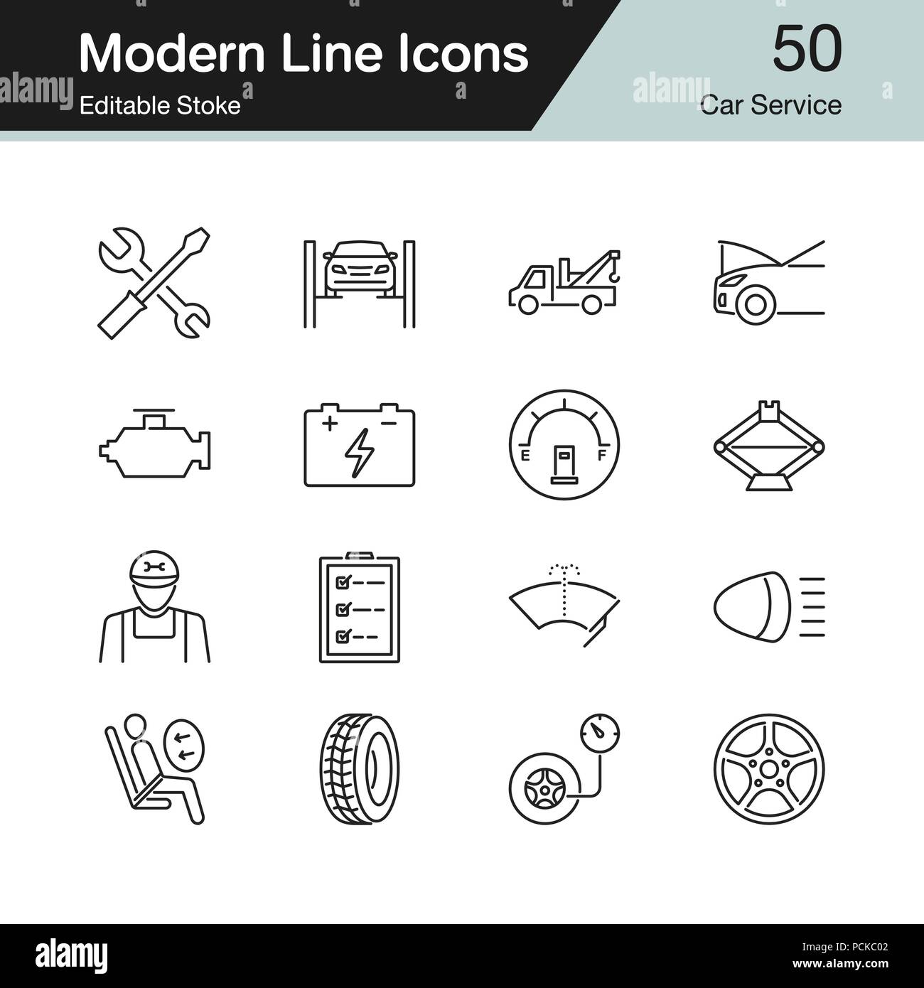 Car Service icons. Modern line design set 50. For presentation, graphic ...
