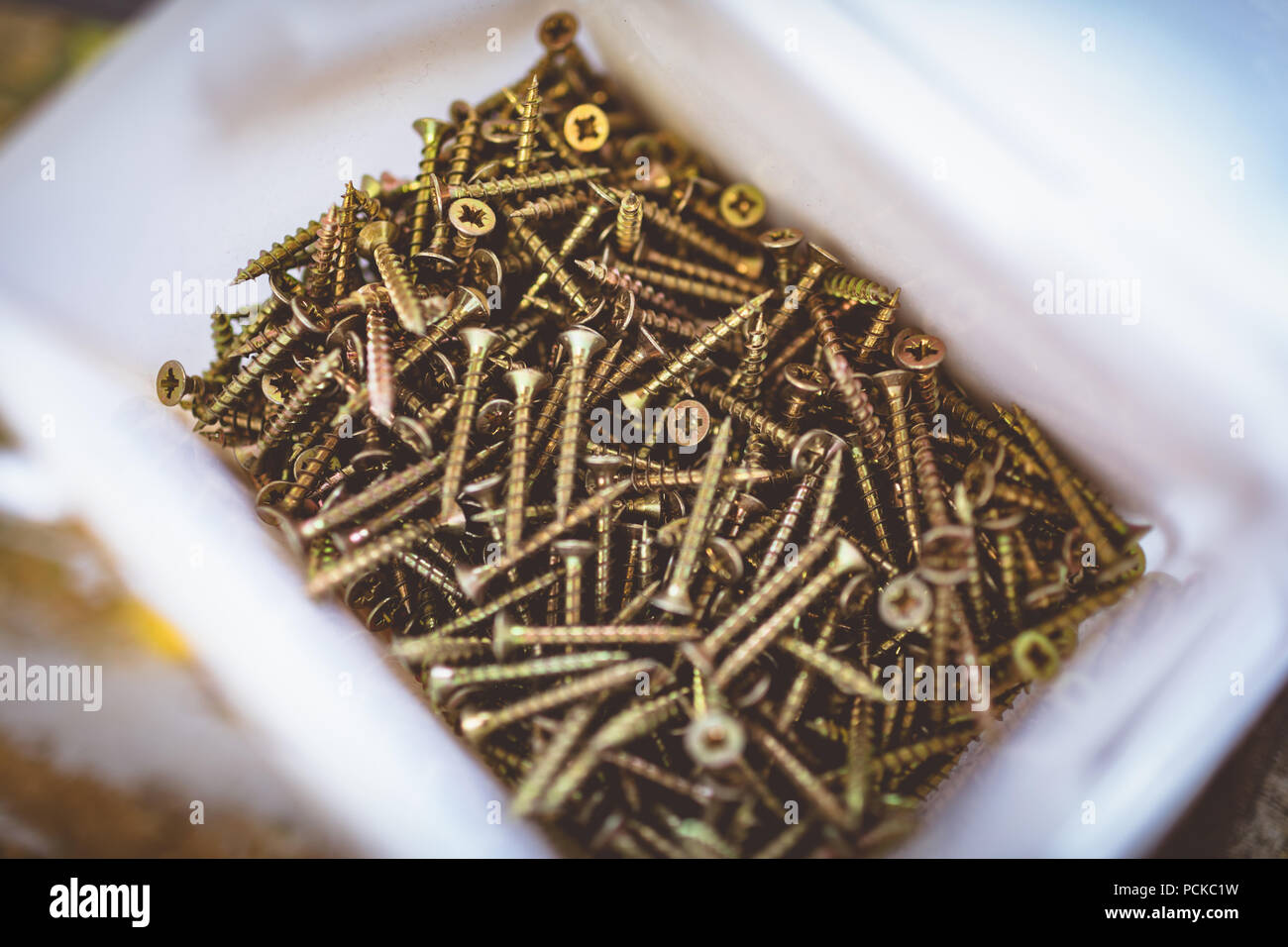 Nails in box at workshop Stock Photo - Alamy