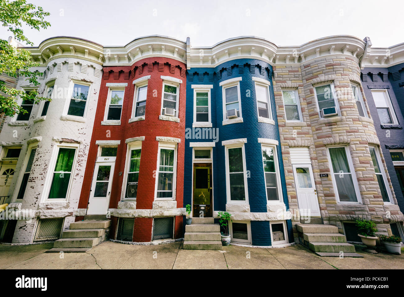 Colorful row houses in Hampden, Baltimore, Maryland Stock Photo - Alamy