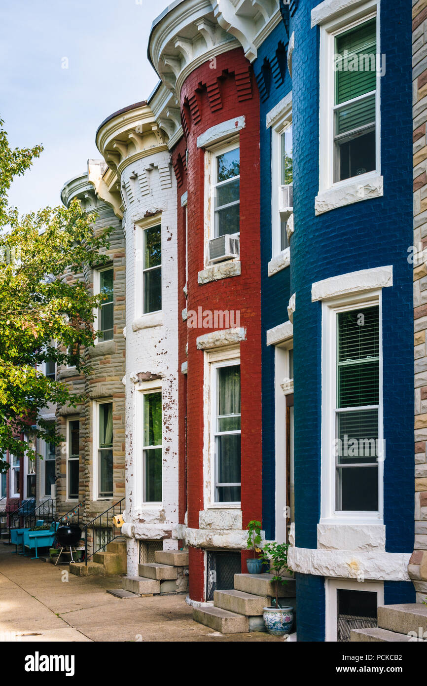 Colorful row houses in Hampden, Baltimore, Maryland Stock Photo - Alamy
