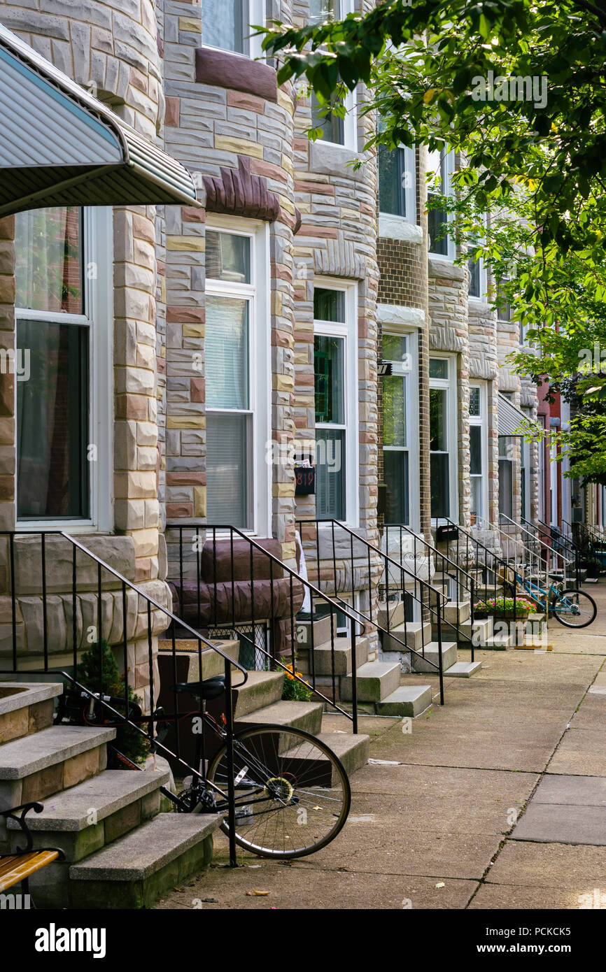 Hampden row houses, in Baltimore, Maryland Stock Photo - Alamy