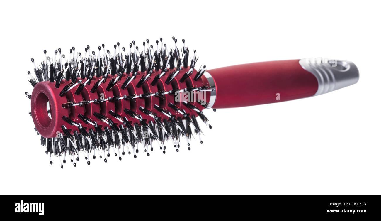 new round comb on white isolated background Stock Photo - Alamy