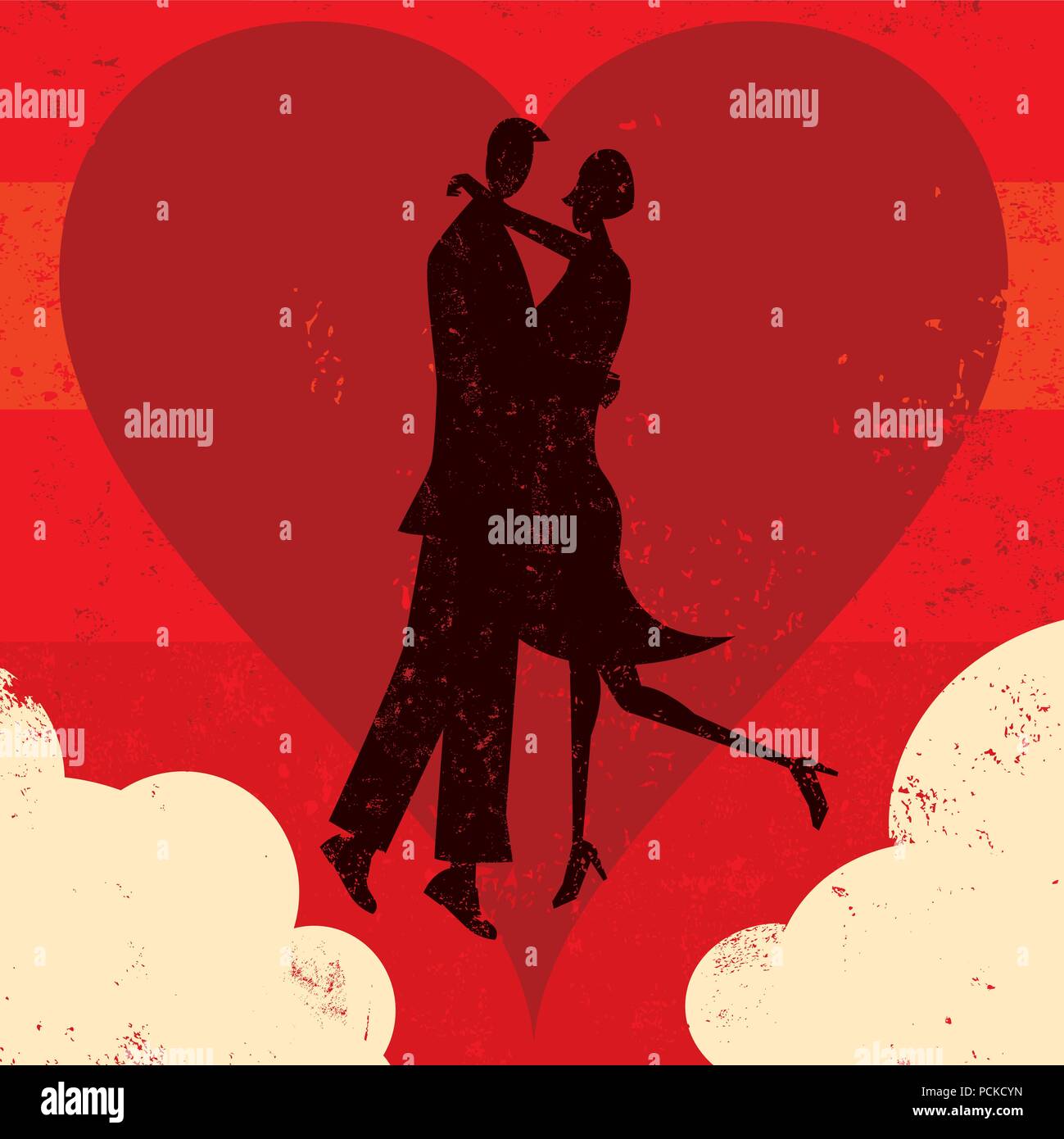 Cloud nine couple A couple embracing in the clouds with heart behind ...