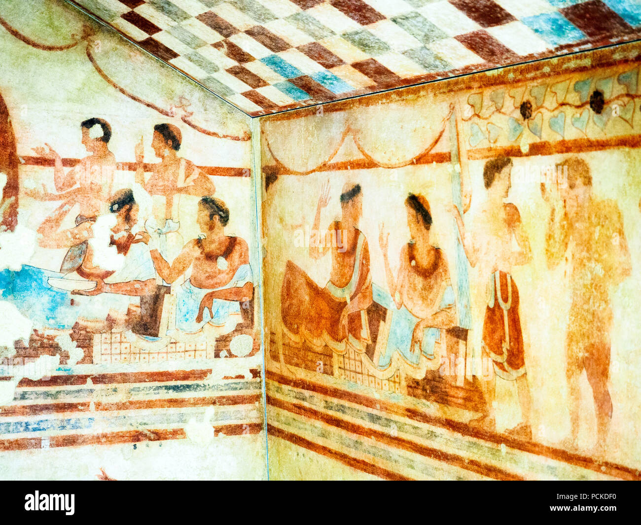 Tomb of the funeral bed decorated walls 470-460 BC - National Etruscan ...
