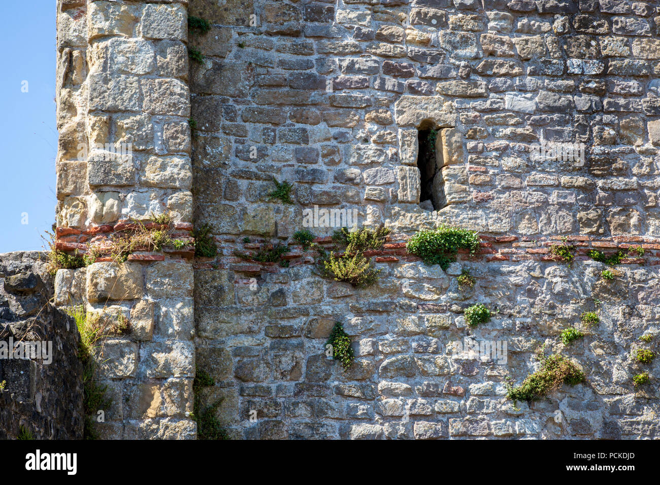 Detail of the Roman tiles in the walls of the Great Tower, Chepstow ...