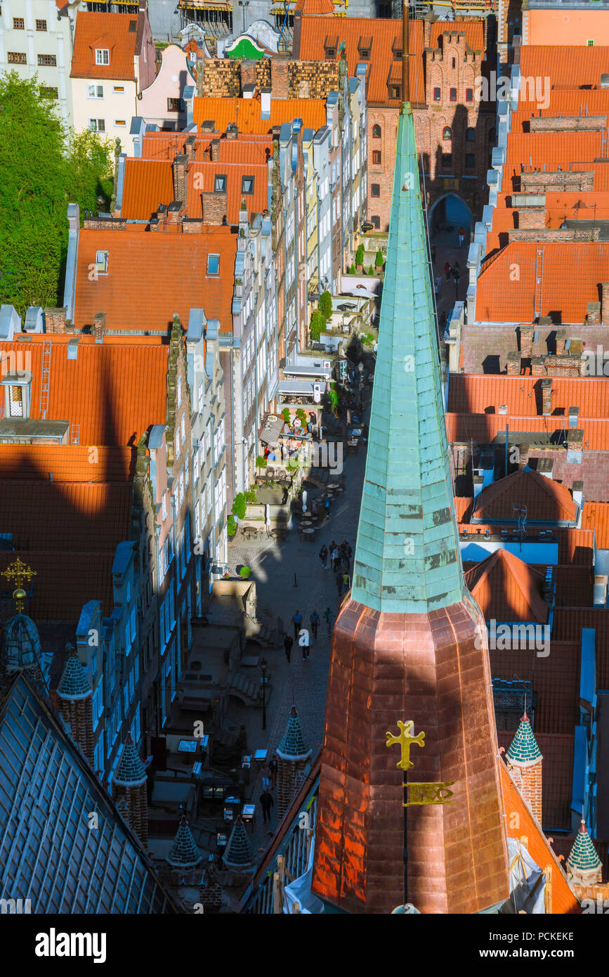 Poland Baltic city, aerial view of typical tall terraced houses in ...