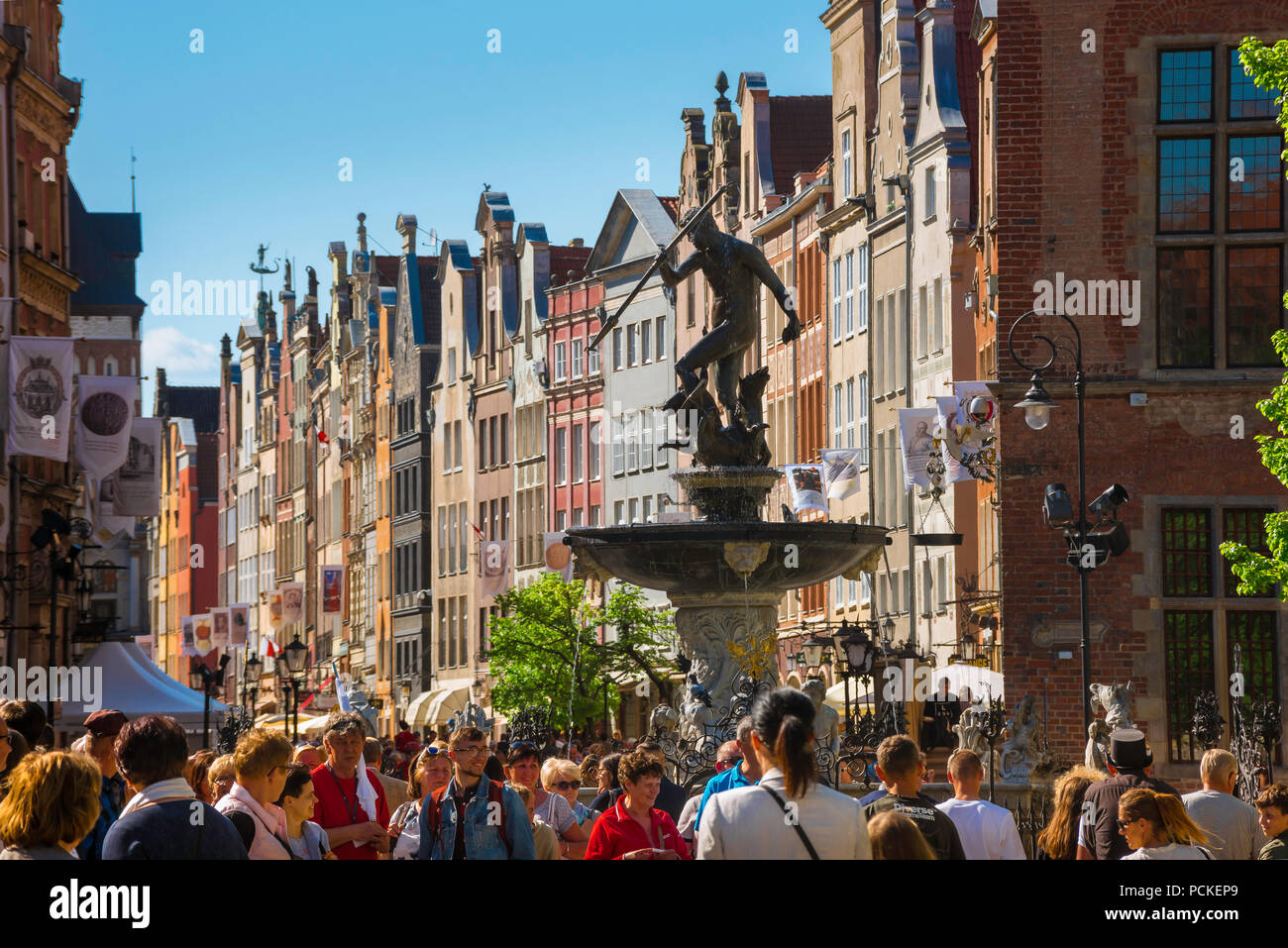 Gdansk Poland city, scenic view along the Royal Way - the main street ...