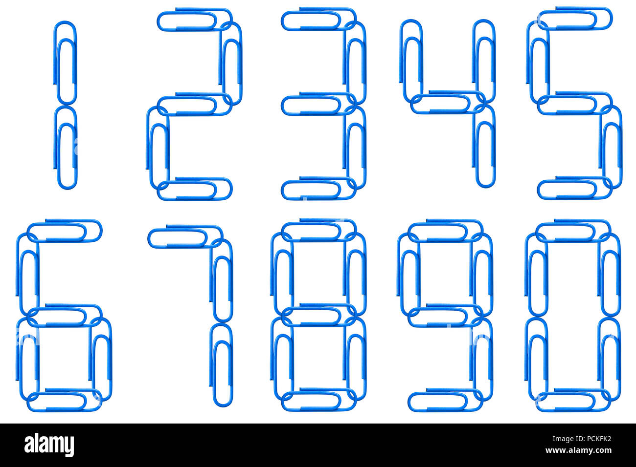 Multi-colored figures from paper clips isolated on white background ...