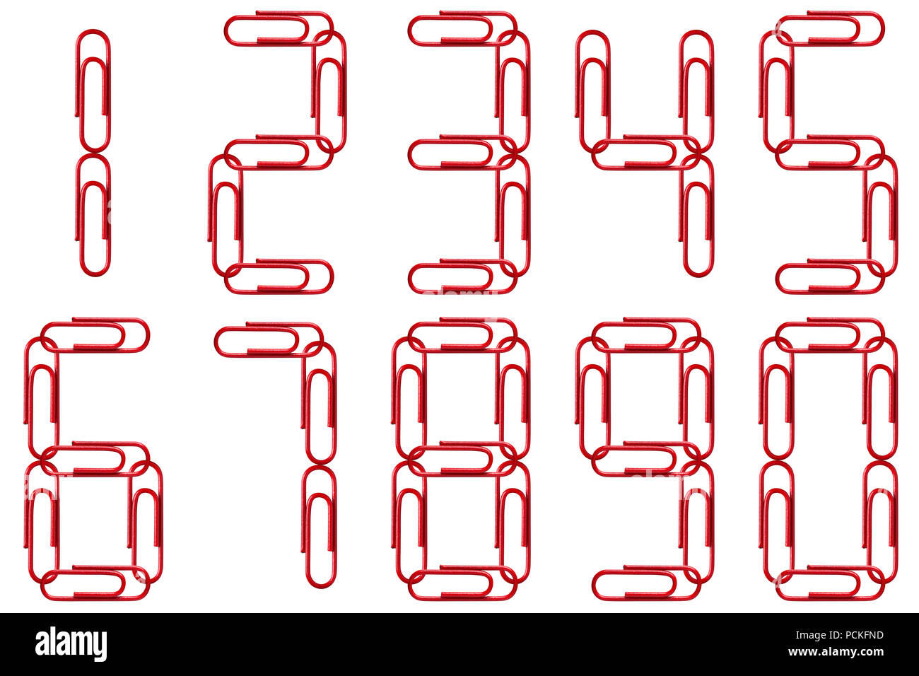 Multi-colored figures from paper clips isolated on white background ...