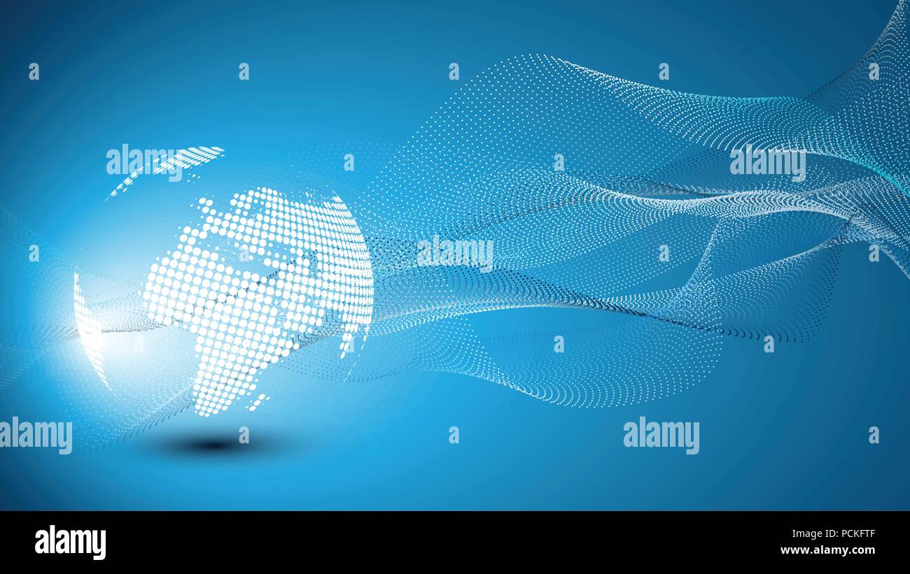 Futuristic Bright Global Technology, Networking and Cloud Computing Design Concept with Earth ...