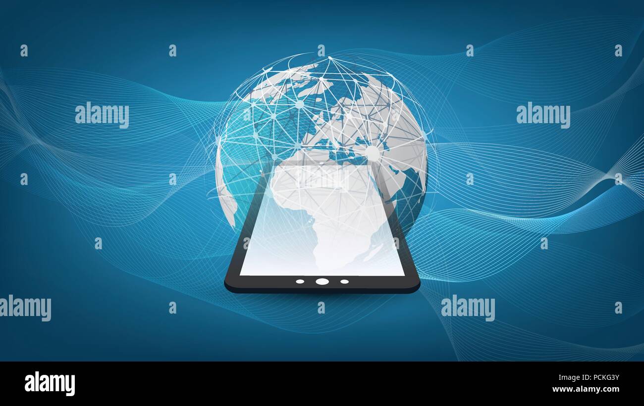 Futuristic Bright Global Technology, Networking and Cloud Computing Design Concept with Earth ...