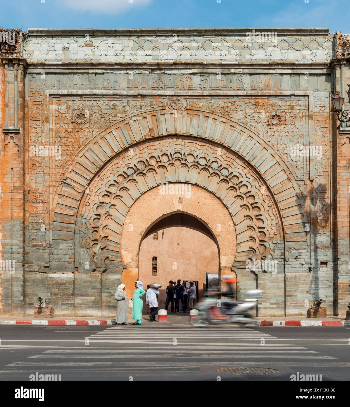 Native women in front of Bab Er Robb, old gate of the city wall ...