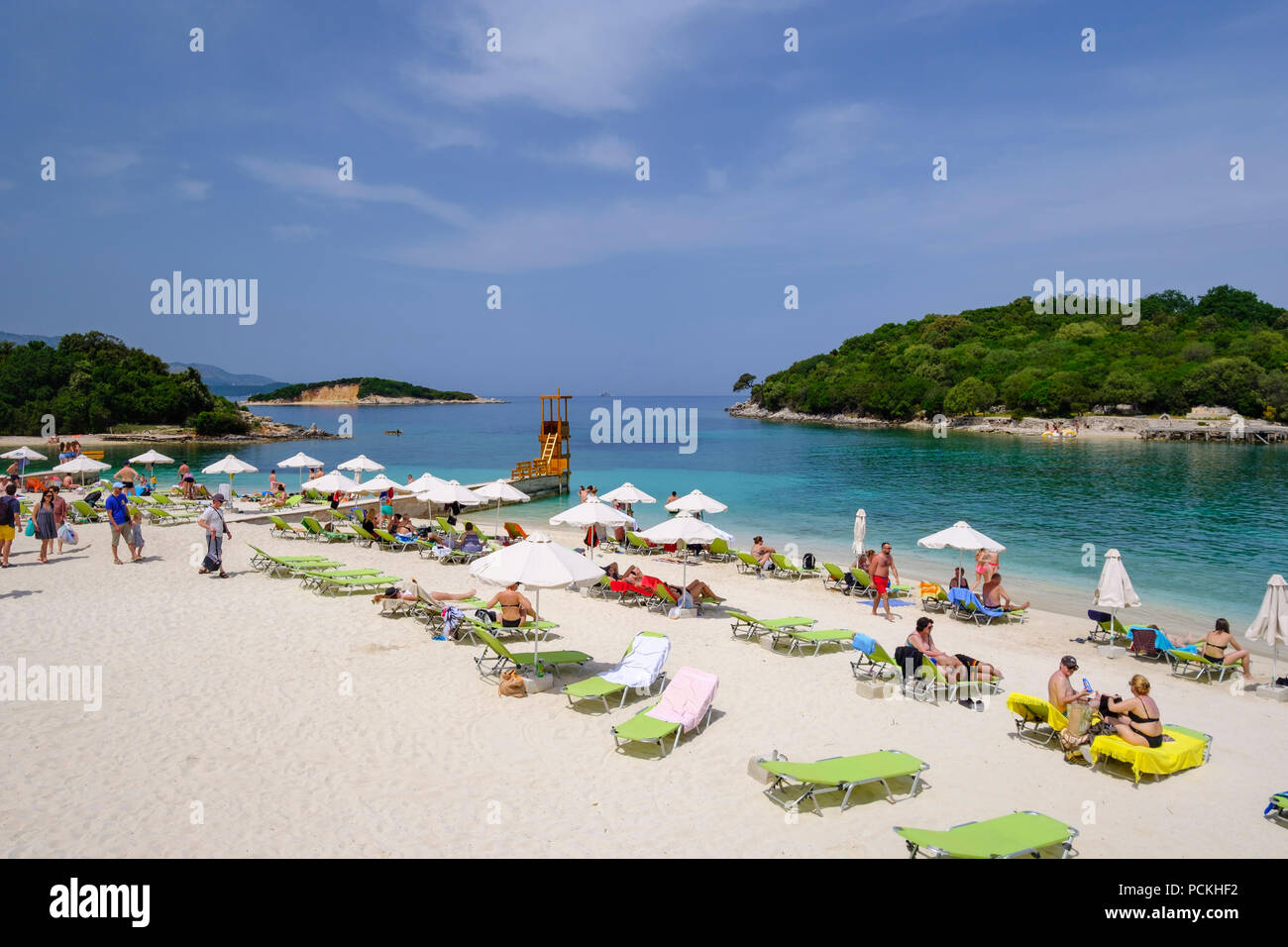 Beach in Ksamil, Butrint National Park, near Saranda, Sarandë, Ionian ...