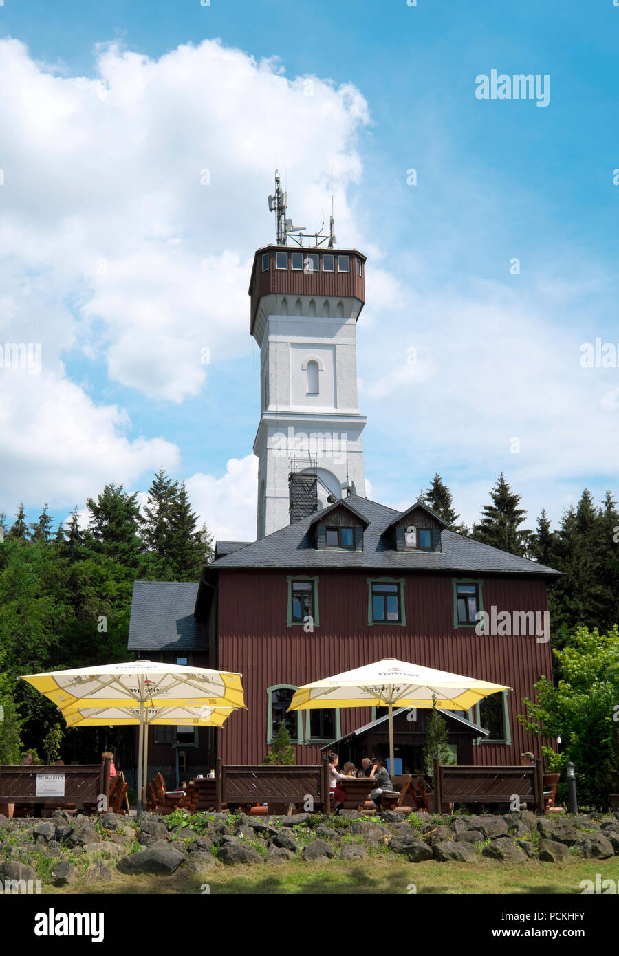 Mountain hotel and lookout tower, Pöhlberg, Annaberg-Buchholz, Ore ...