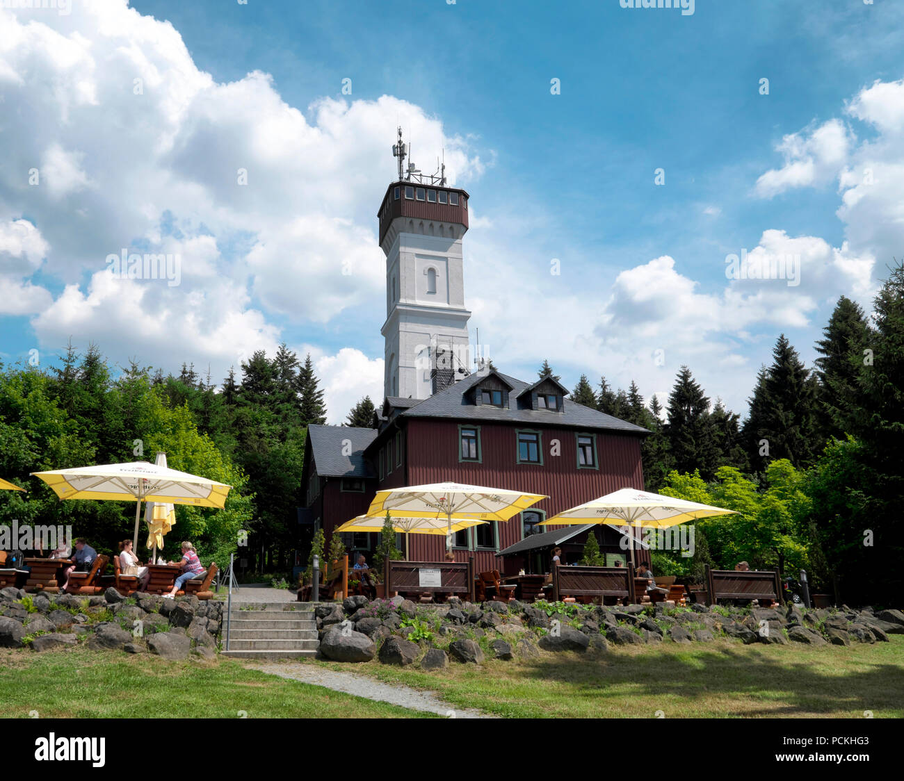 Mountain hotel and lookout tower, Pöhlberg, Annaberg-Buchholz, Ore ...