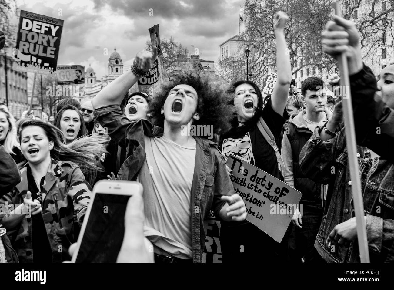 Anti government demonstration young Black and White Stock Photos ...