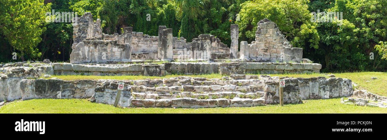 Mayan ruins in Cancun. Small mayan town is now in ruins. Iguanas rule ...