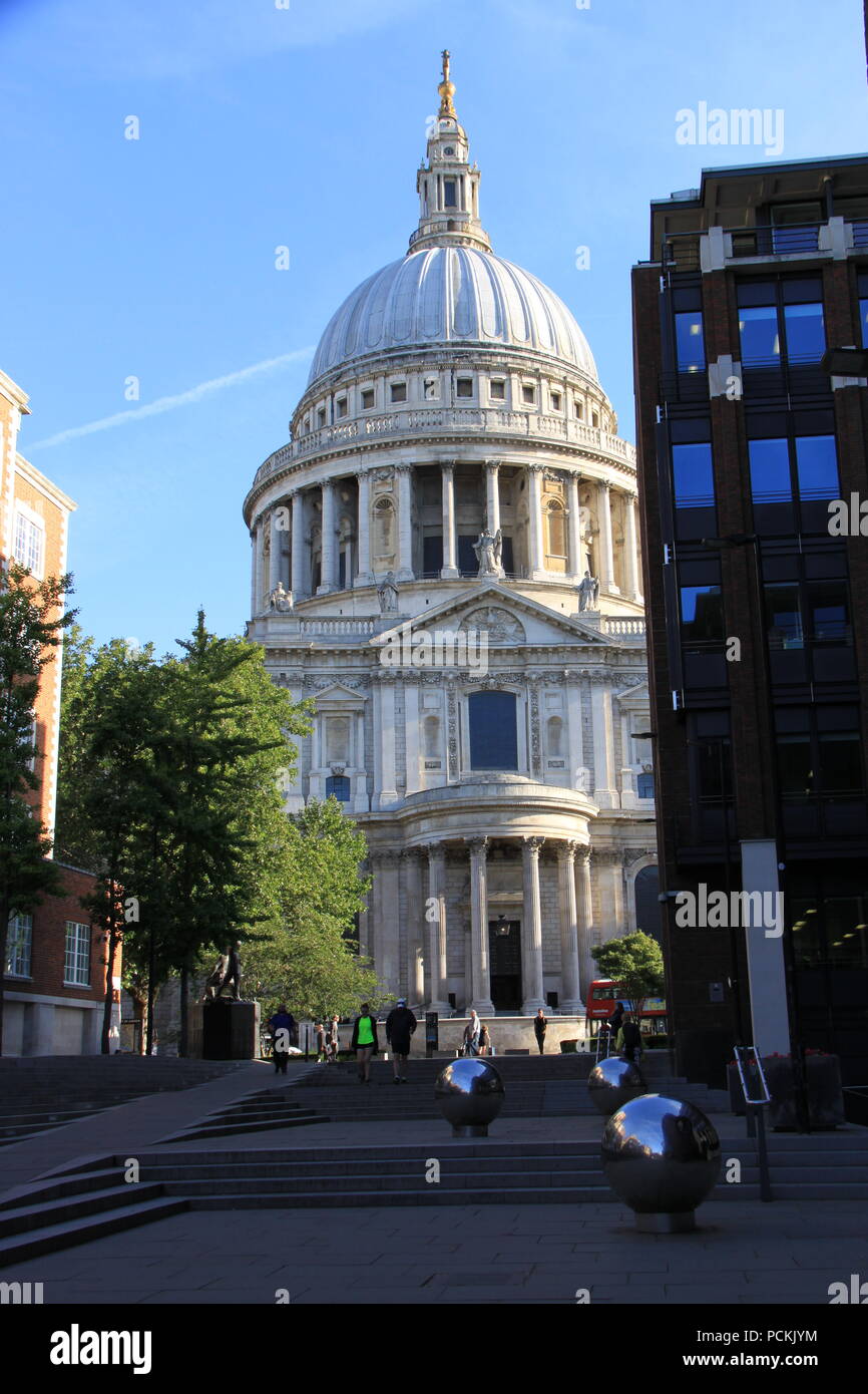 Iconic St Paul's Cathedral on Ludgate Hill, London (designed by the highly acclaimed English ...