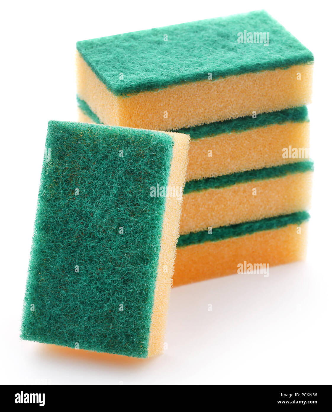Kitchen sponge with scotch brite over white background Stock Photo - Alamy
