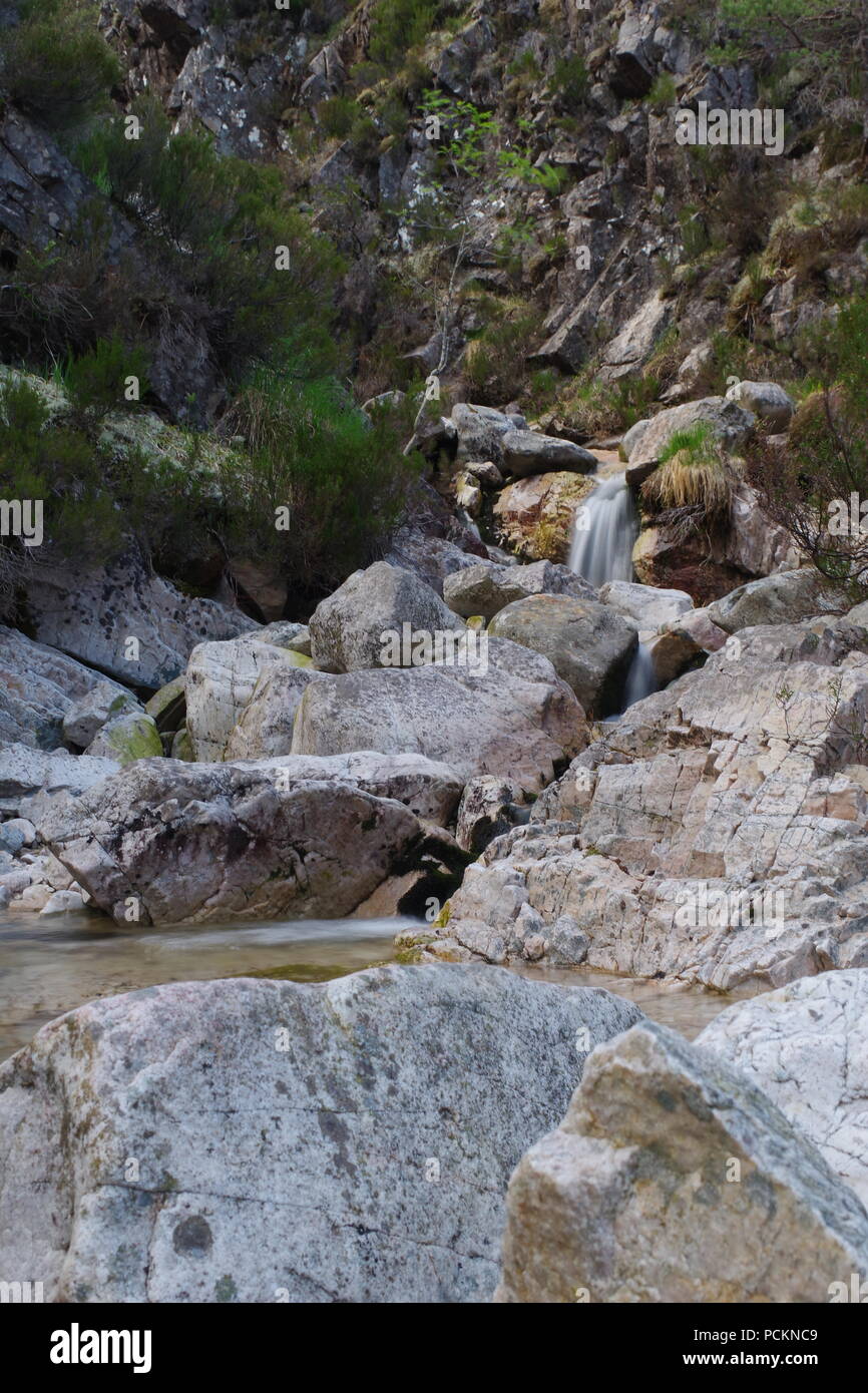 Waterfall on Mountain Stream in a Steep Valley Cutting through Basal ...