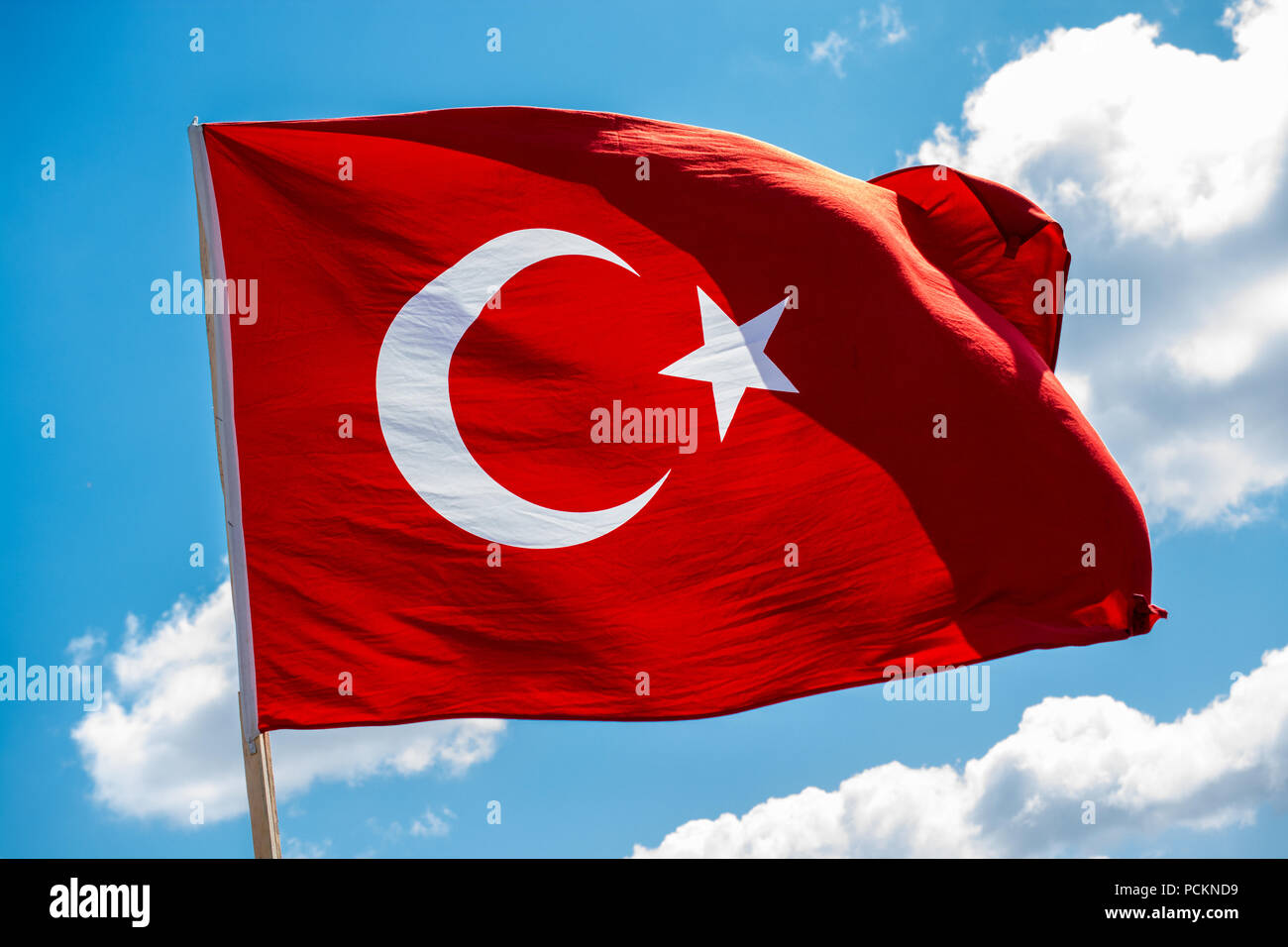 Turkish national flag hang in view in open air Stock Photo - Alamy