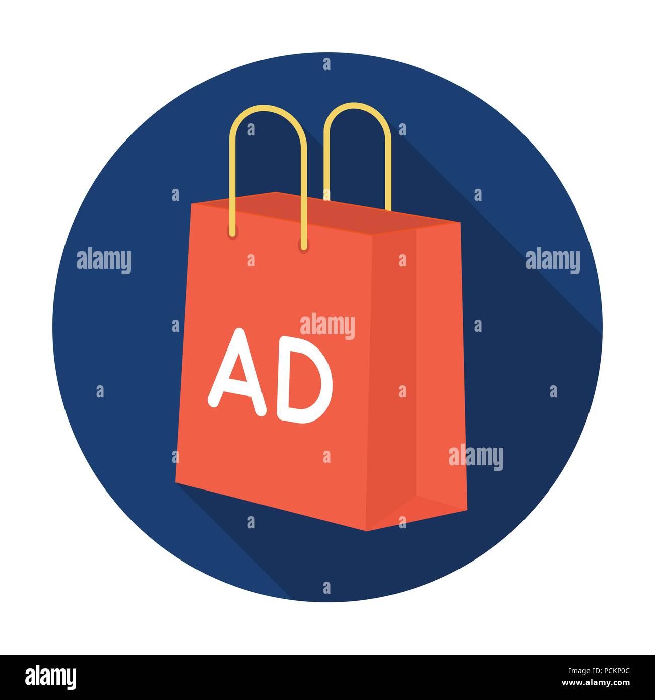 Shopping bag advertising icon in flat style isolated on white ...
