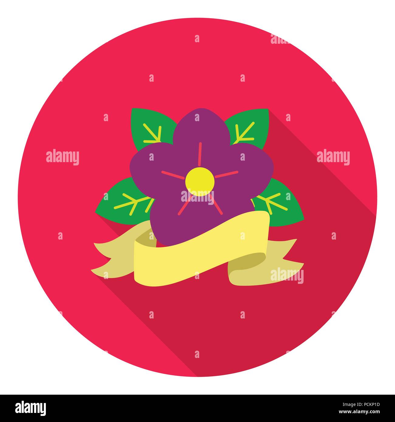 Flower tattoo emblem icon in flat style isolated on white background ...