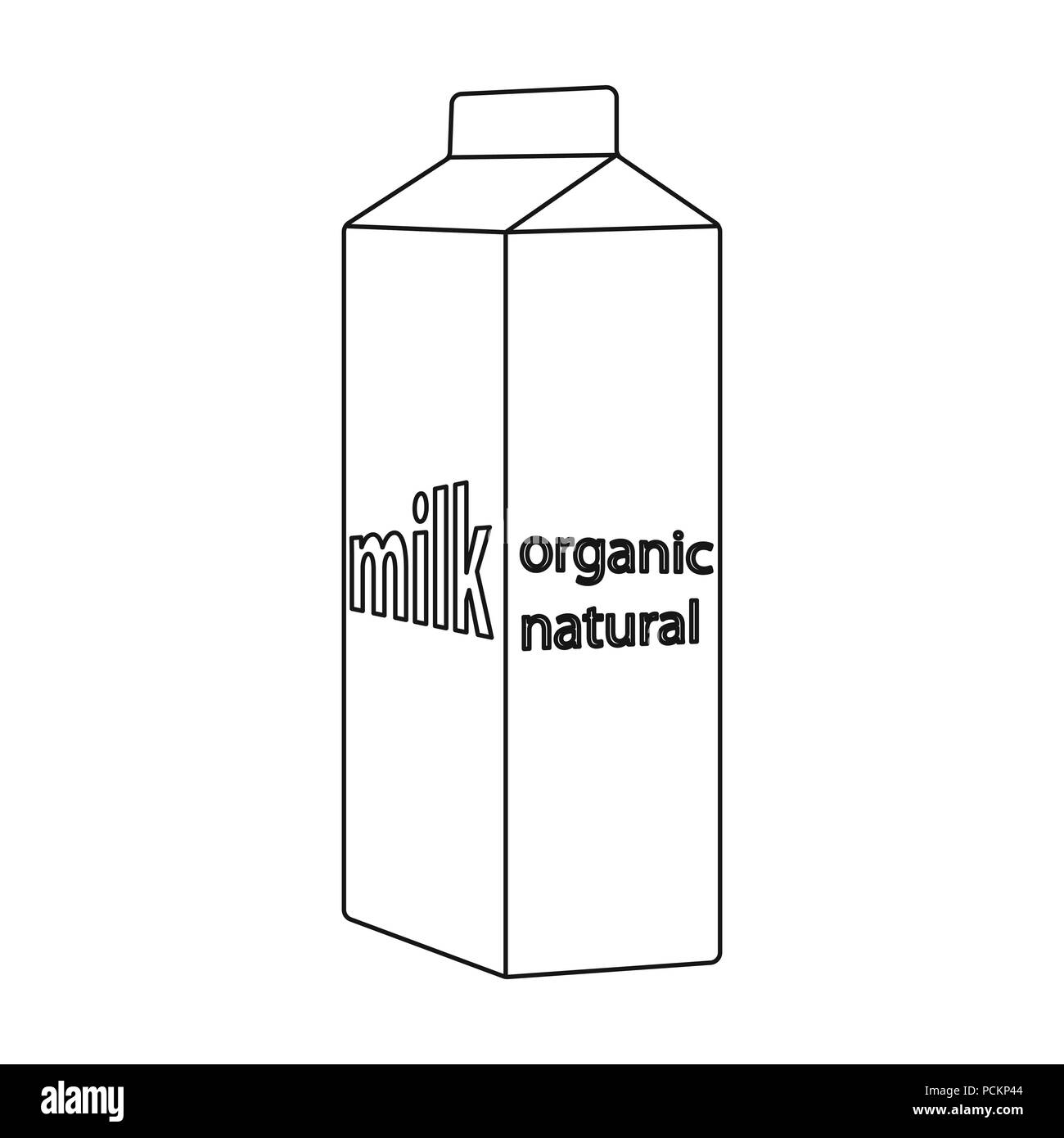 Milk gable top carton package icon in outline style isolated on white ...