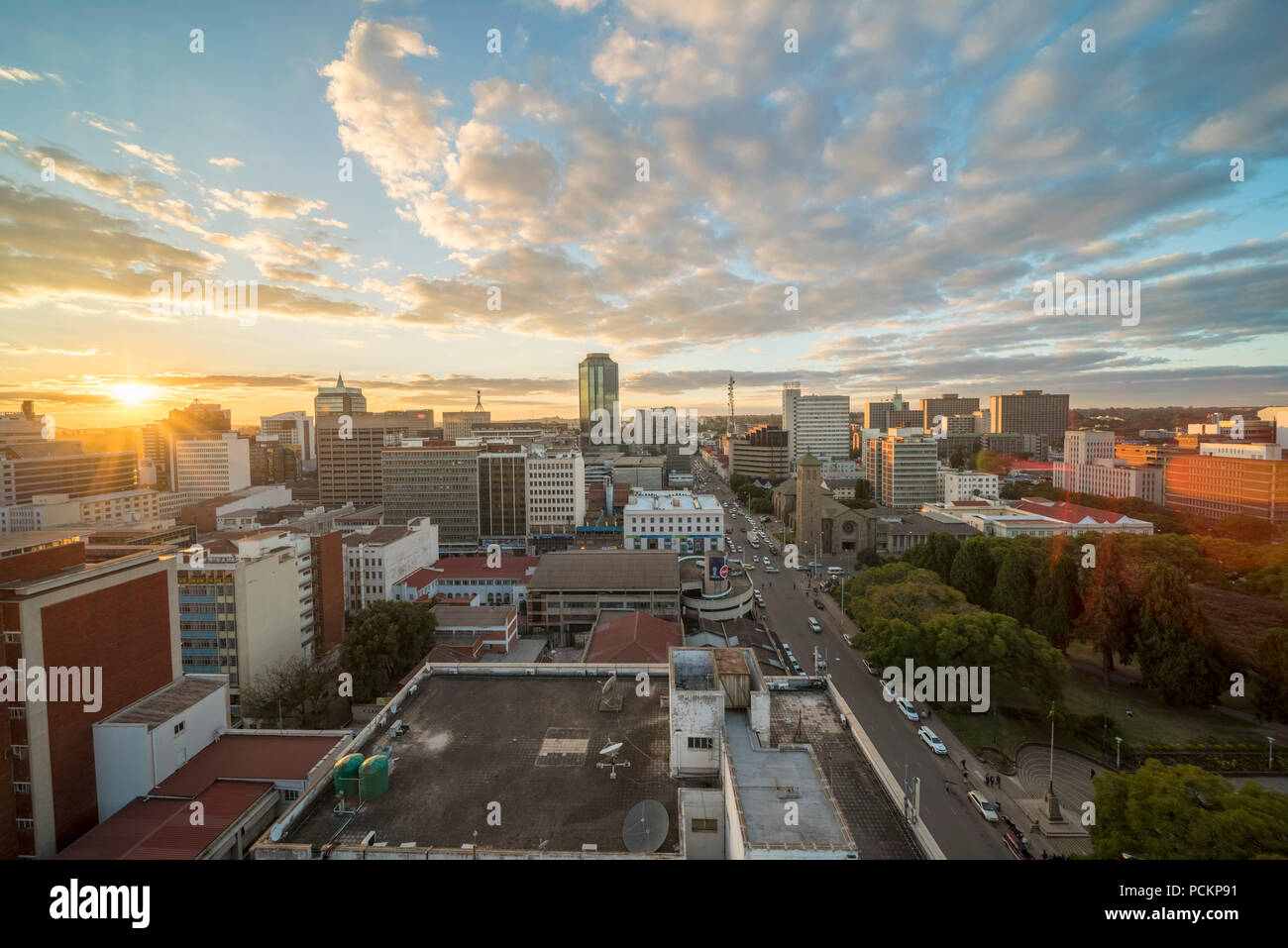 A sunset view over Zimbabwe's capital city, Harare Stock Photo - Alamy