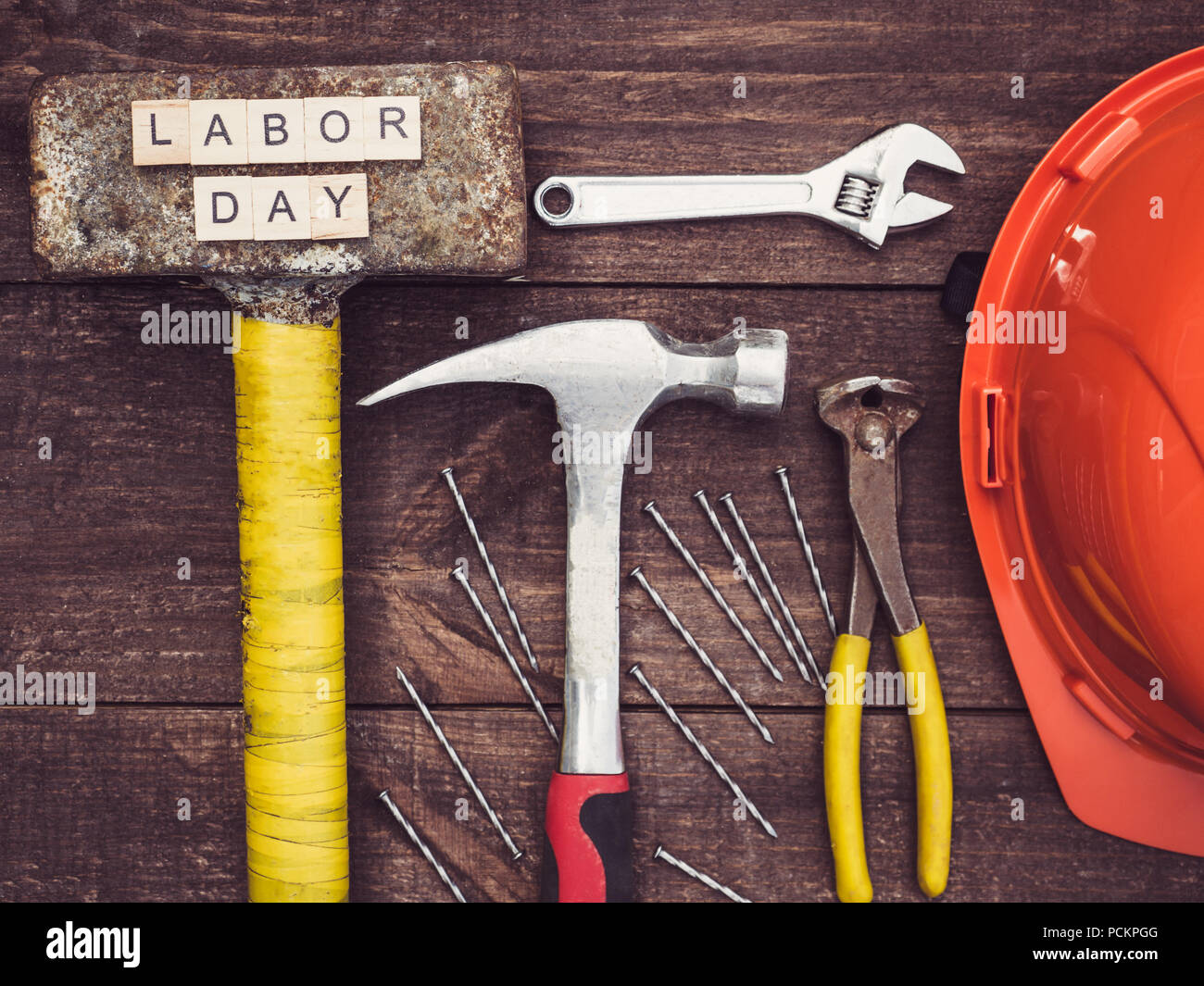 Old tools and wooden letters Stock Photo - Alamy