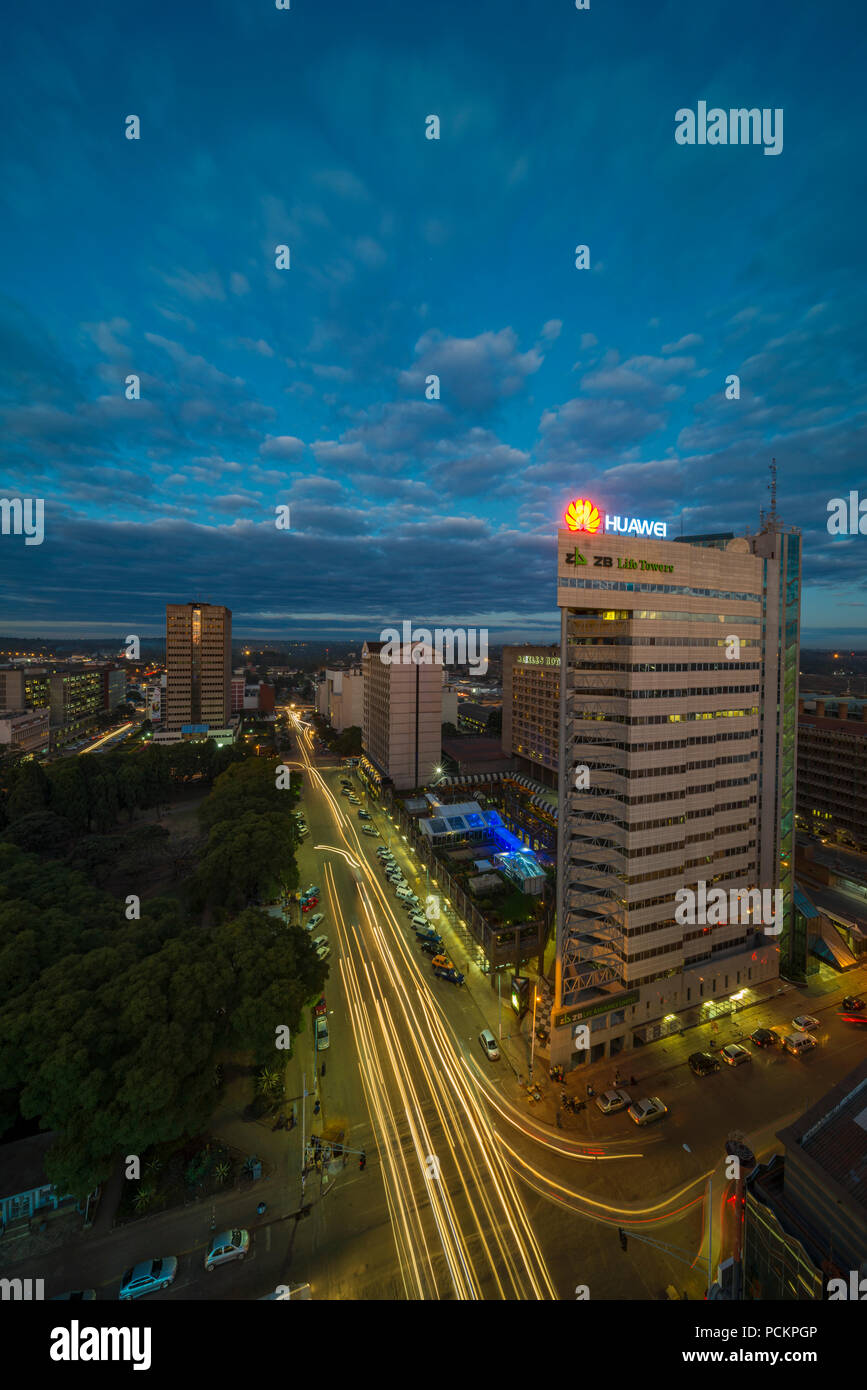 An evening scene of Harare city centre Zimbabwe Stock Photo - Alamy