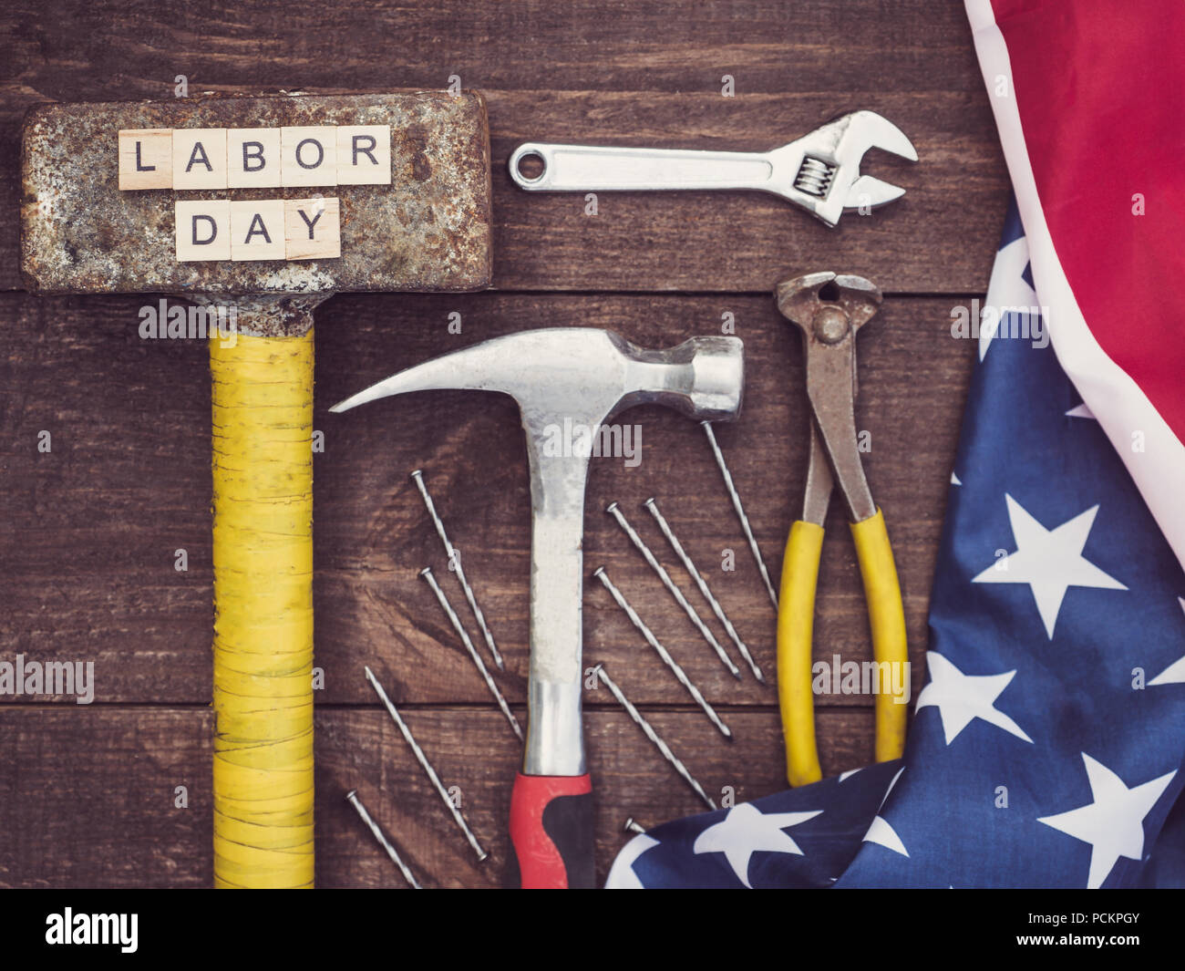 Old tools and wooden letters Stock Photo - Alamy