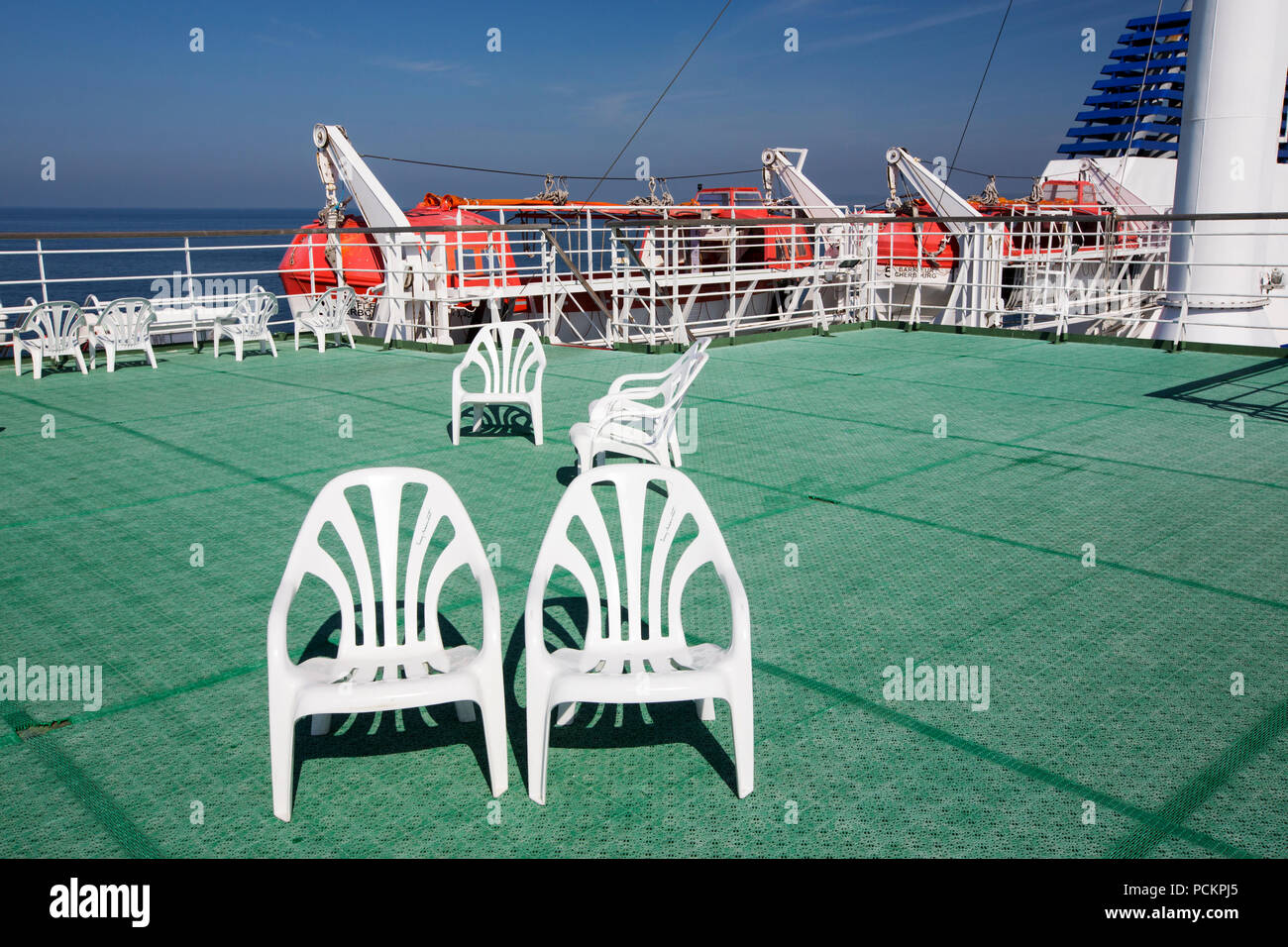 The deck of a cross channel ferry Stock Photo - Alamy