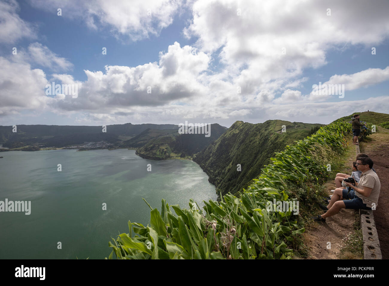 Tourists viewing the lagoa azul hi-res stock photography and images - Alamy