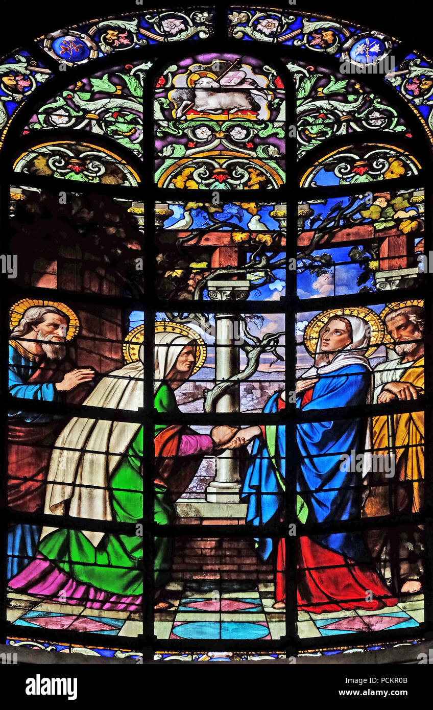 Visitation of the Virgin Mary, stained glass window in the Saint ...