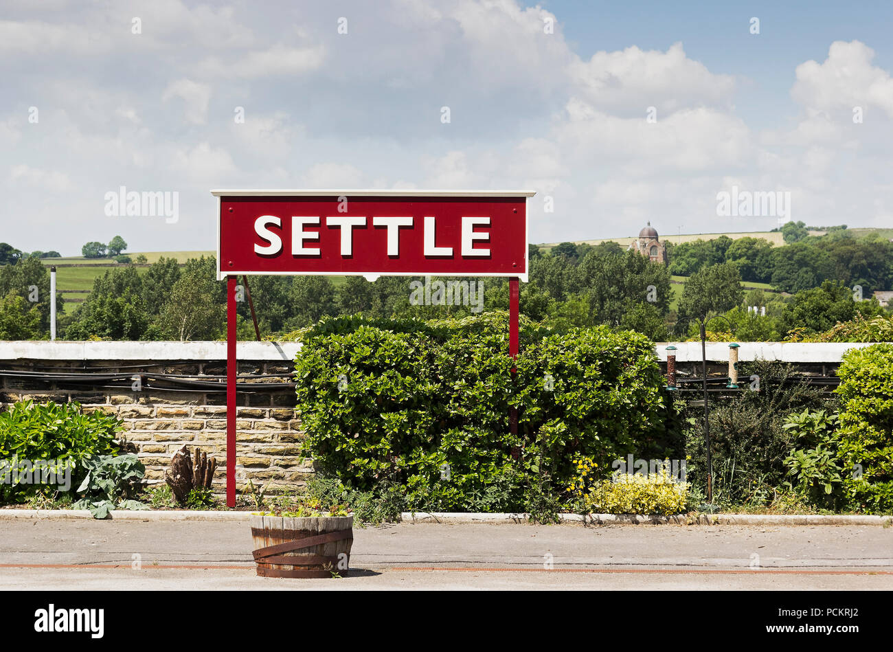 Sign on Settle railway station, on the famous Settle to Carlisle route ...