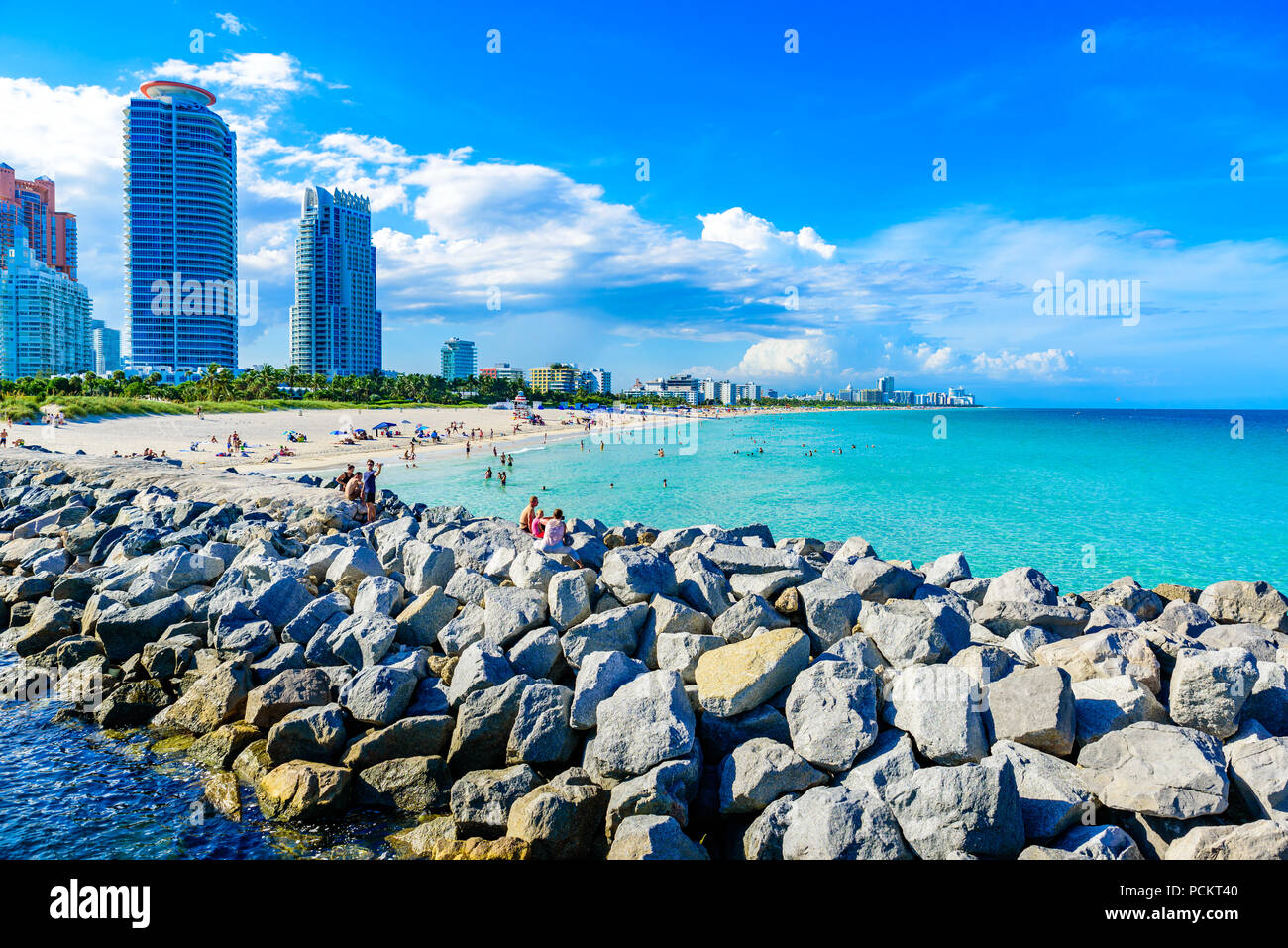 South Pointe Park and Pier at South Beach of Miami Beach. Paradise and ...