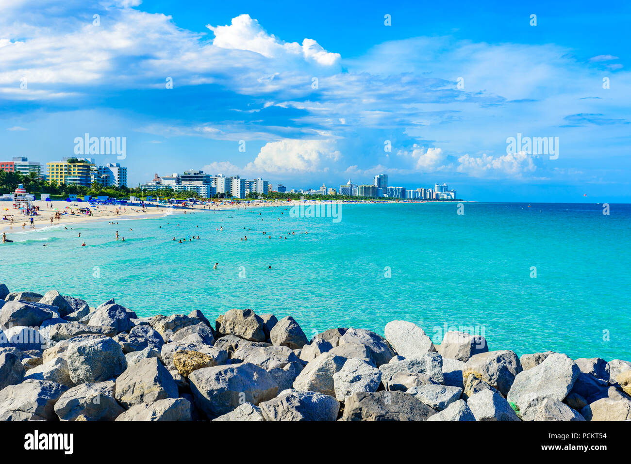 South Pointe Park and Pier at South Beach of Miami Beach. Paradise and ...